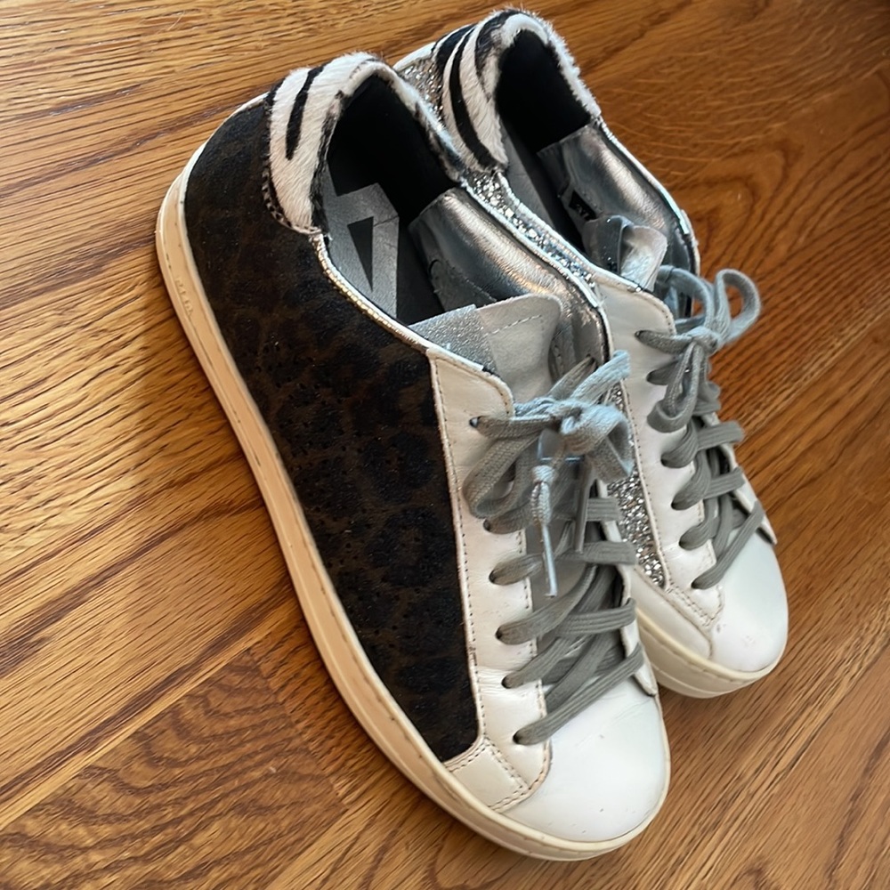 Womens P448 Glitter Cheetah Sneakers - Gem